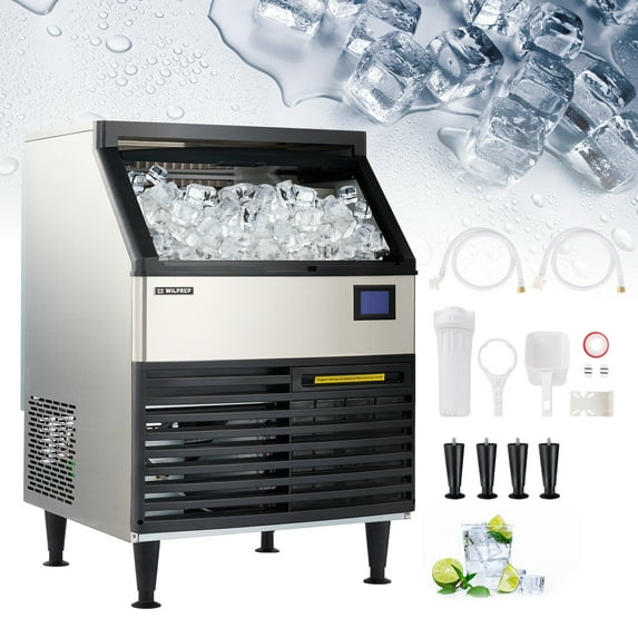 WILPREP Commercial Ice Maker 210lb Daily Production with 78lb Storage ...