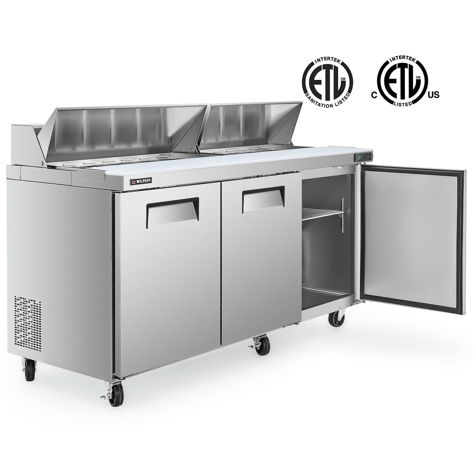 WILPREP Refrigerated Sandwich Prep Table, 72" 3 Door Commercial Salad ...