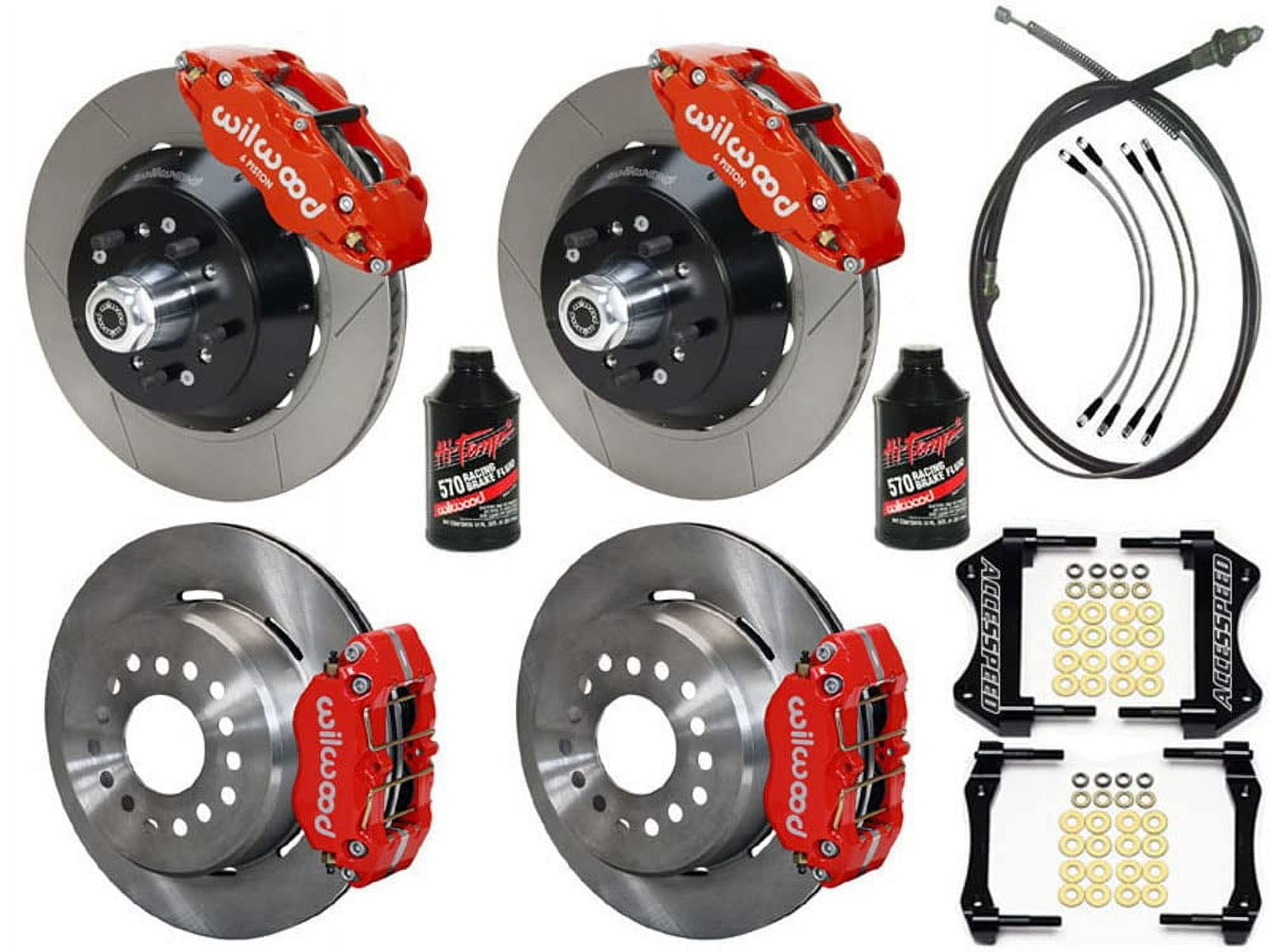 WILWOOD FRONT & REAR BIG BRAKE COMBO, RED, SUPERLITE 13 SLOTTED FRONT ...
