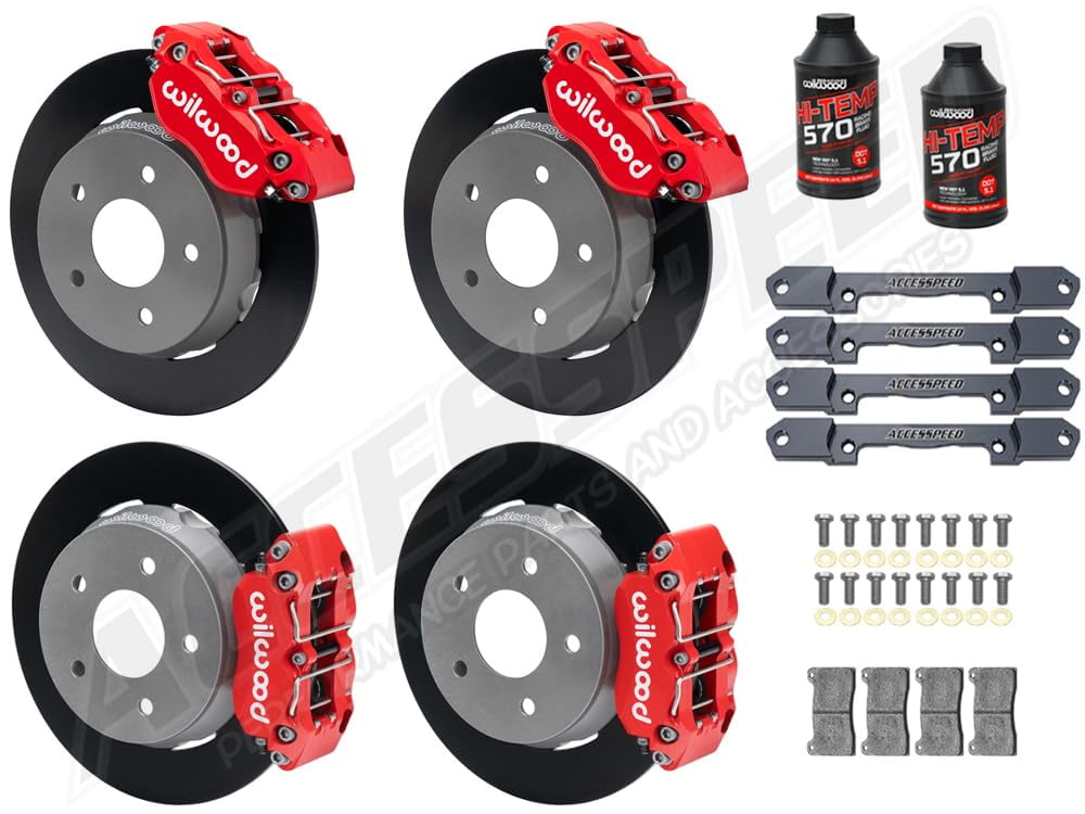 WILWOOD FRONT & REAR UTV BIG BRAKE KIT COMBO WITH RED CALIPERS, PLAIN ...