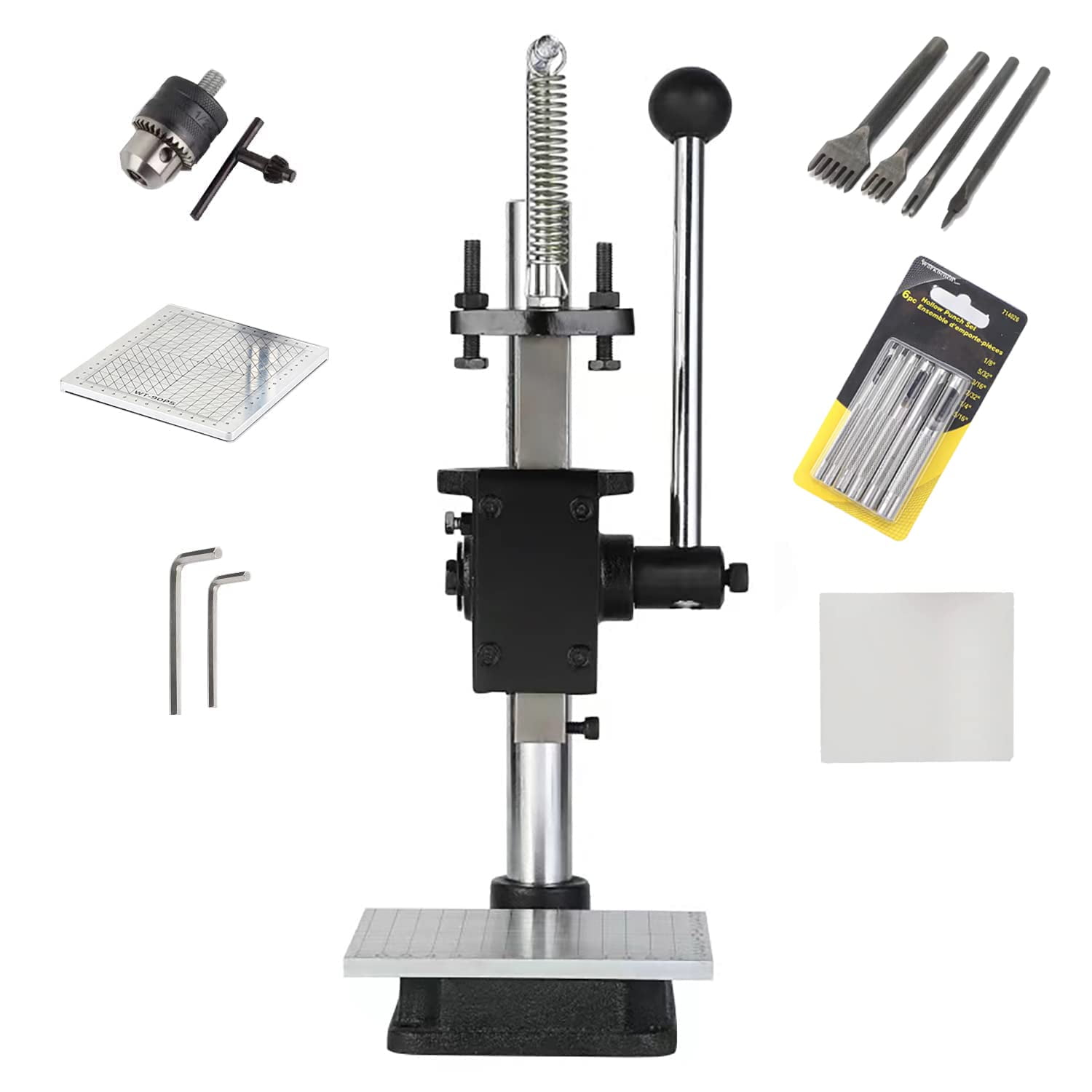 WINB Manual Leather Hole Puncher, 1.5-13mm Chuck, Aluminum Plate, DIY ...