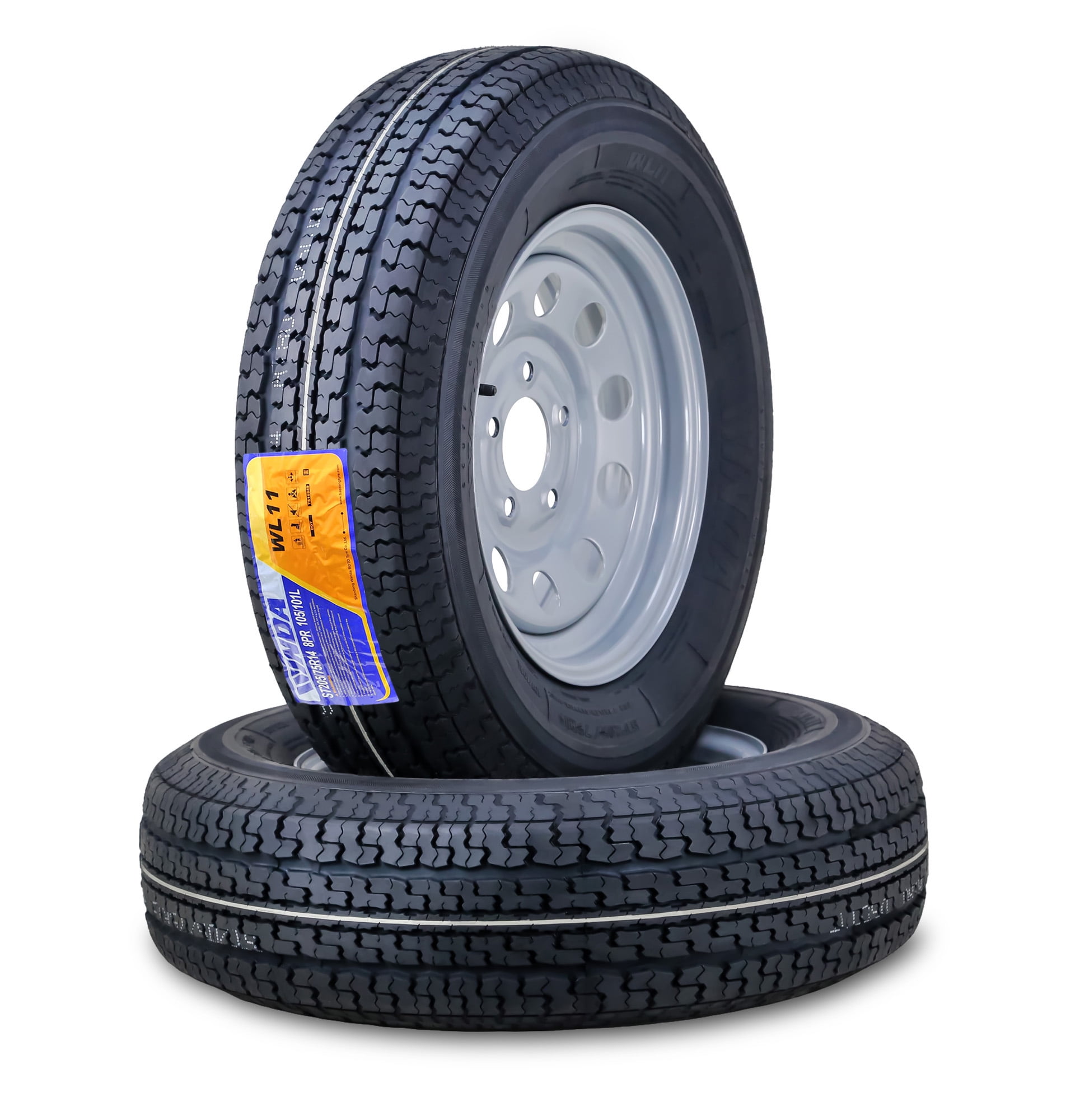 WINDA Trailer Tire Wheel Assembly ST205/75R14 8-Ply D 105L 5 Lug on 4.5 ...