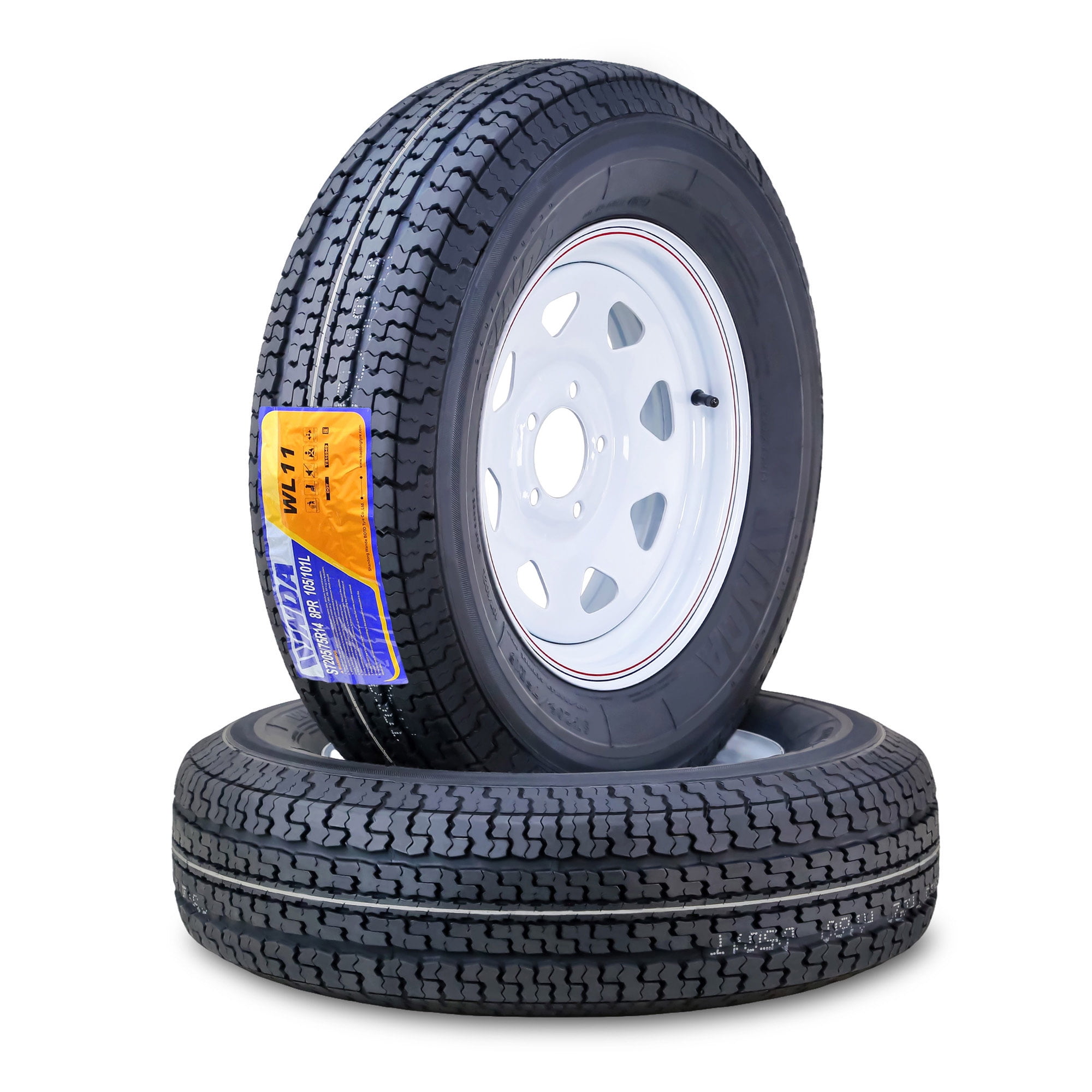WINDA Trailer Tire Wheel Assembly ST205/75R14 8-Ply D 105L 5 Lug on 4.5 ...