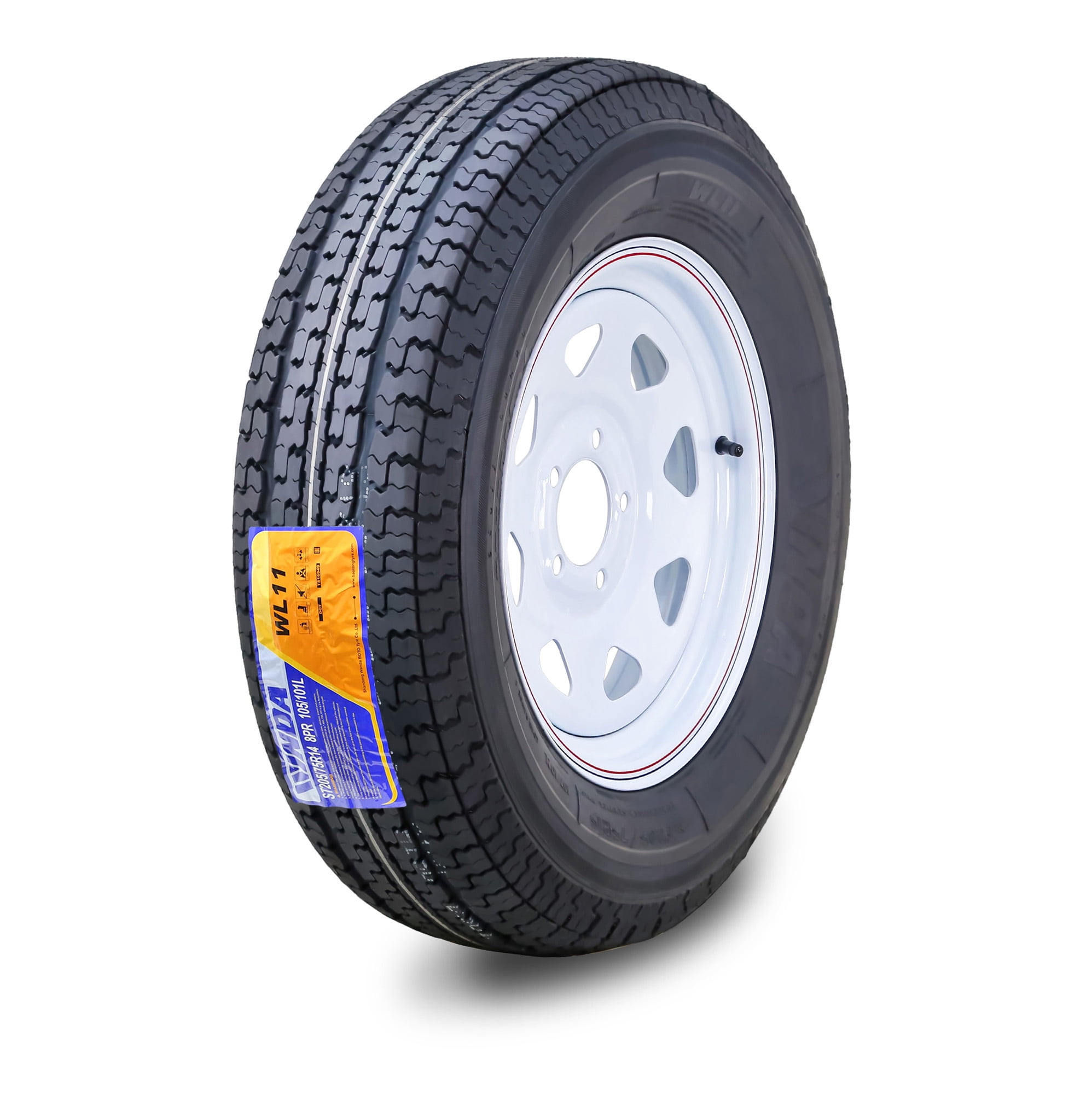 WINDA Trailer Tire Wheel Assembly ST205/75R14 8-Ply D 105L 5 Lug on 4.5 ...