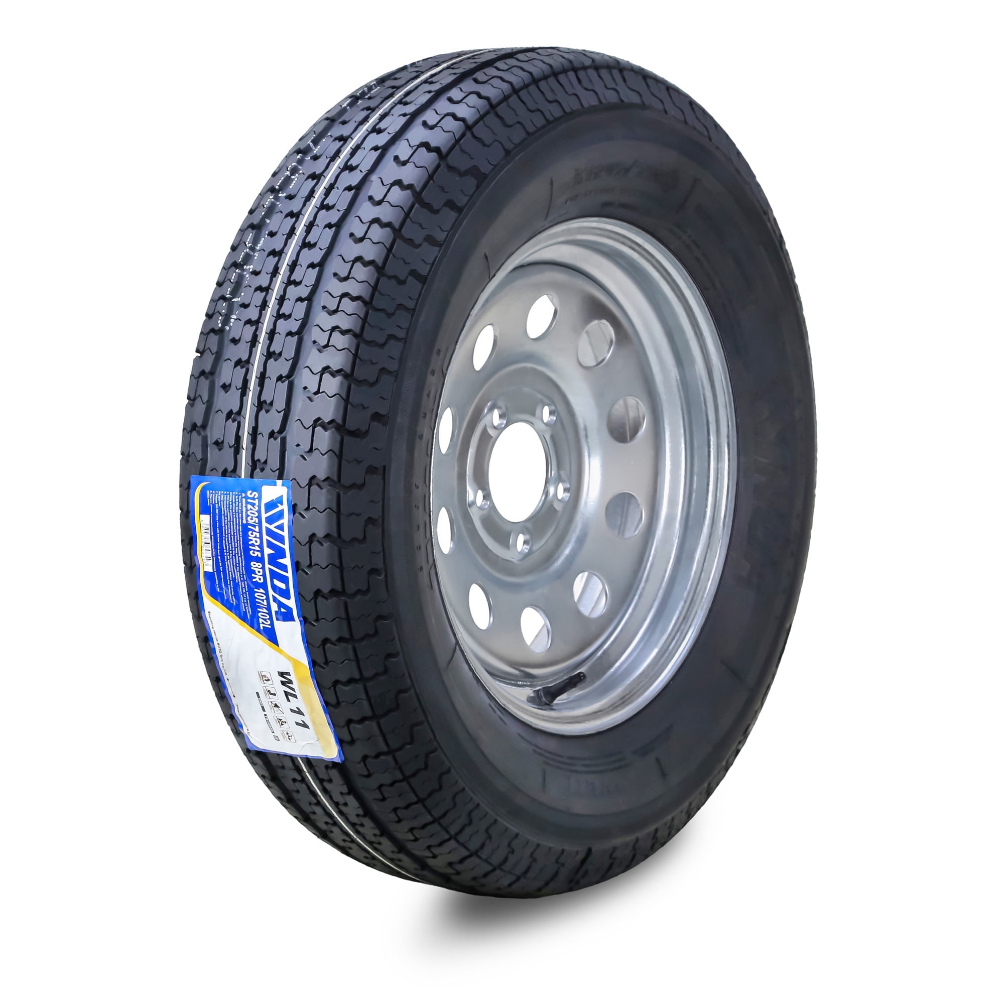 WINDA Trailer Tire Wheel Assembly ST205/75R15 8-Ply D 107L 5 Lug on 4.5 ...