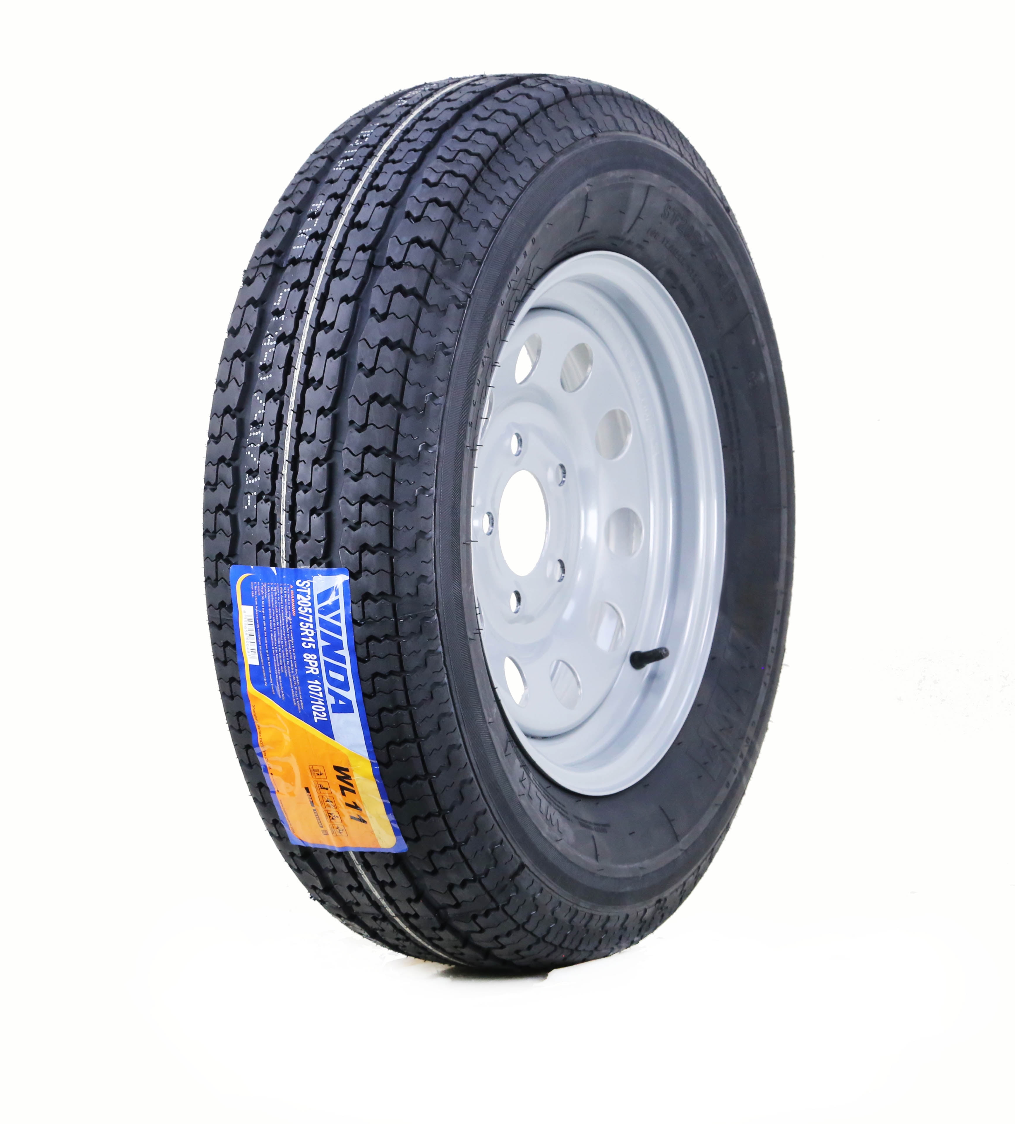 WINDA Trailer Tire Wheel Assembly ST205/75R15 8-Ply D 107L 5 Lug on 4.5 ...