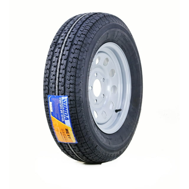 WINDA ST205/75R15 8-Ply Trailer Tire Wheel Assembly, 5 Lug Silver Mod ...