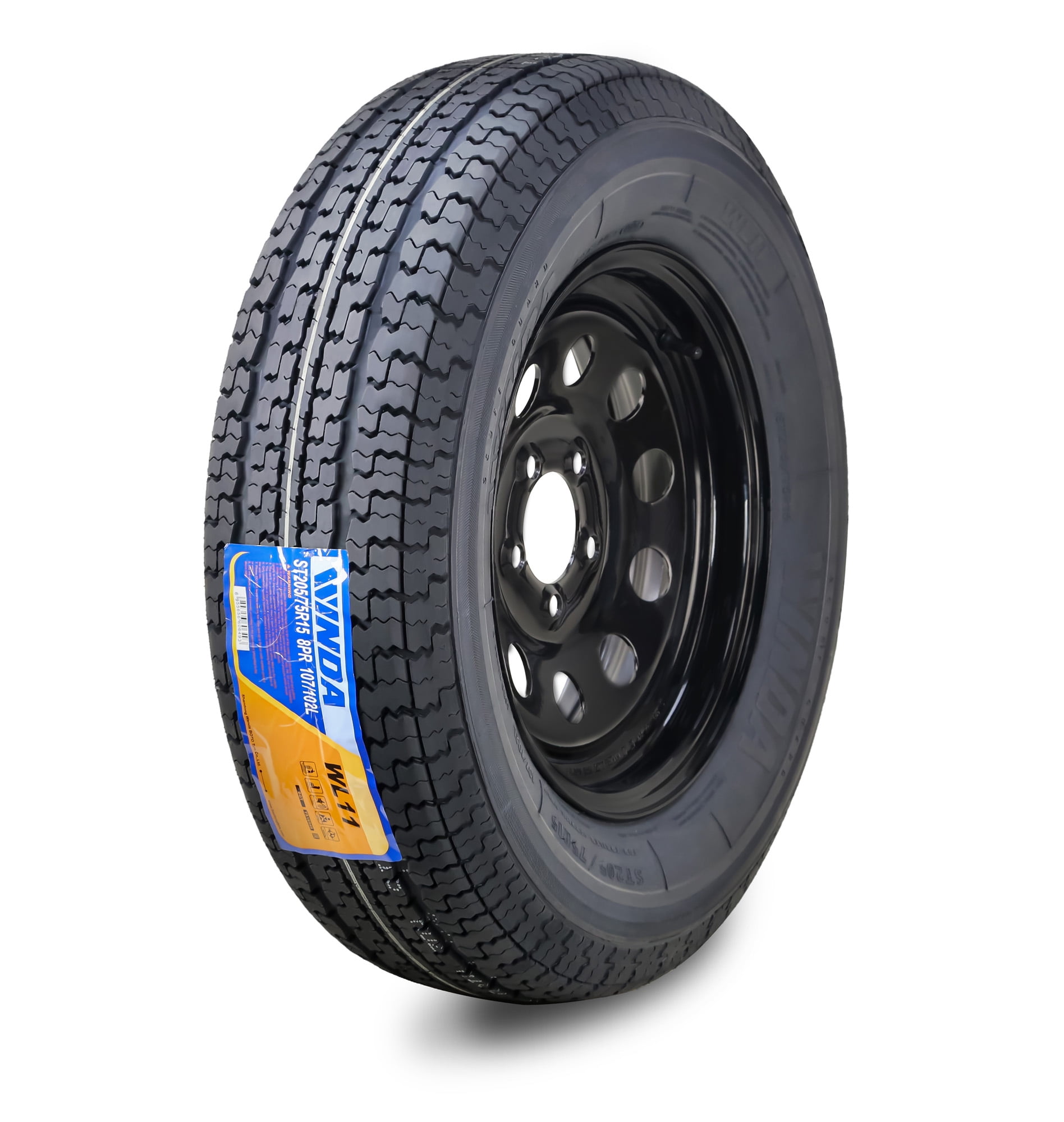 WINDA Trailer Tire Wheel Assembly ST205/75R15 8-Ply D 107M 5 Lug on 5 ...