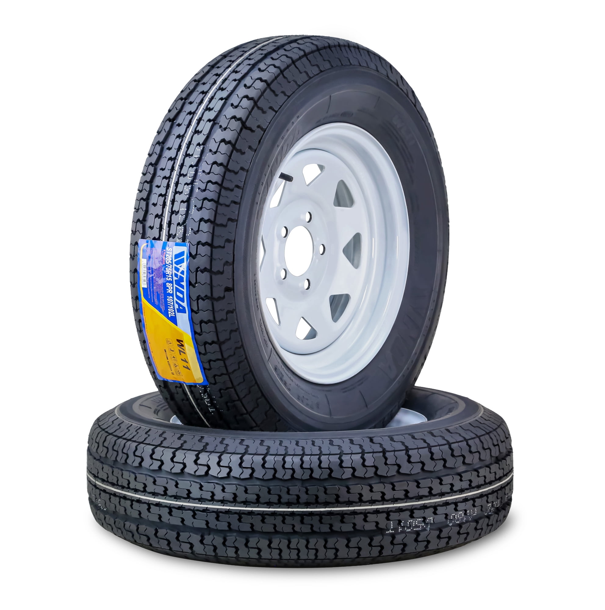 WINDA Trailer Tire Wheel Assembly ST205/75R15 8-Ply D 107M 5 Lug on 5 ...