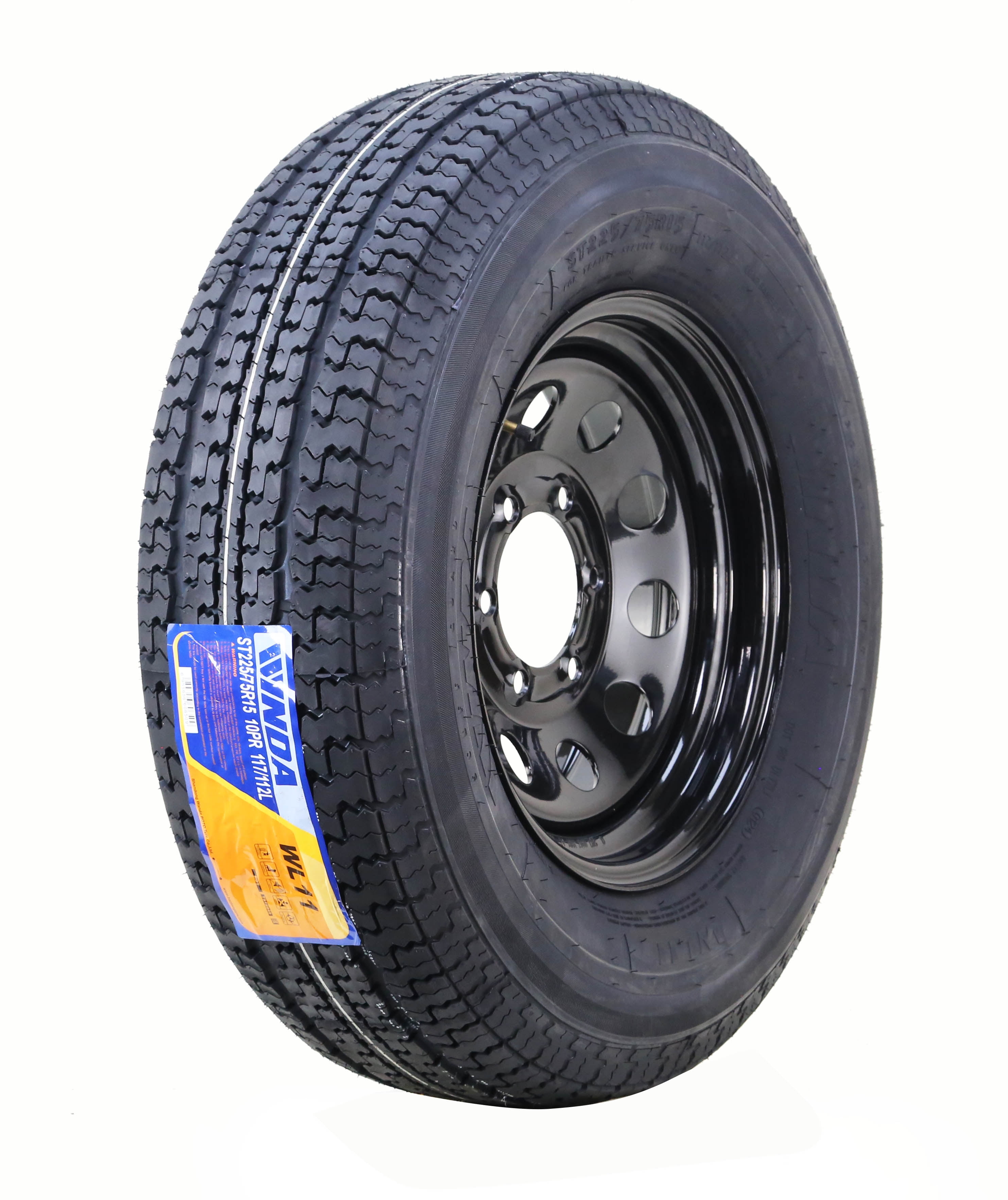 WINDA Trailer Tire Wheel Assembly ST225/75R15 10-Ply E 117L, 6 Lug ...