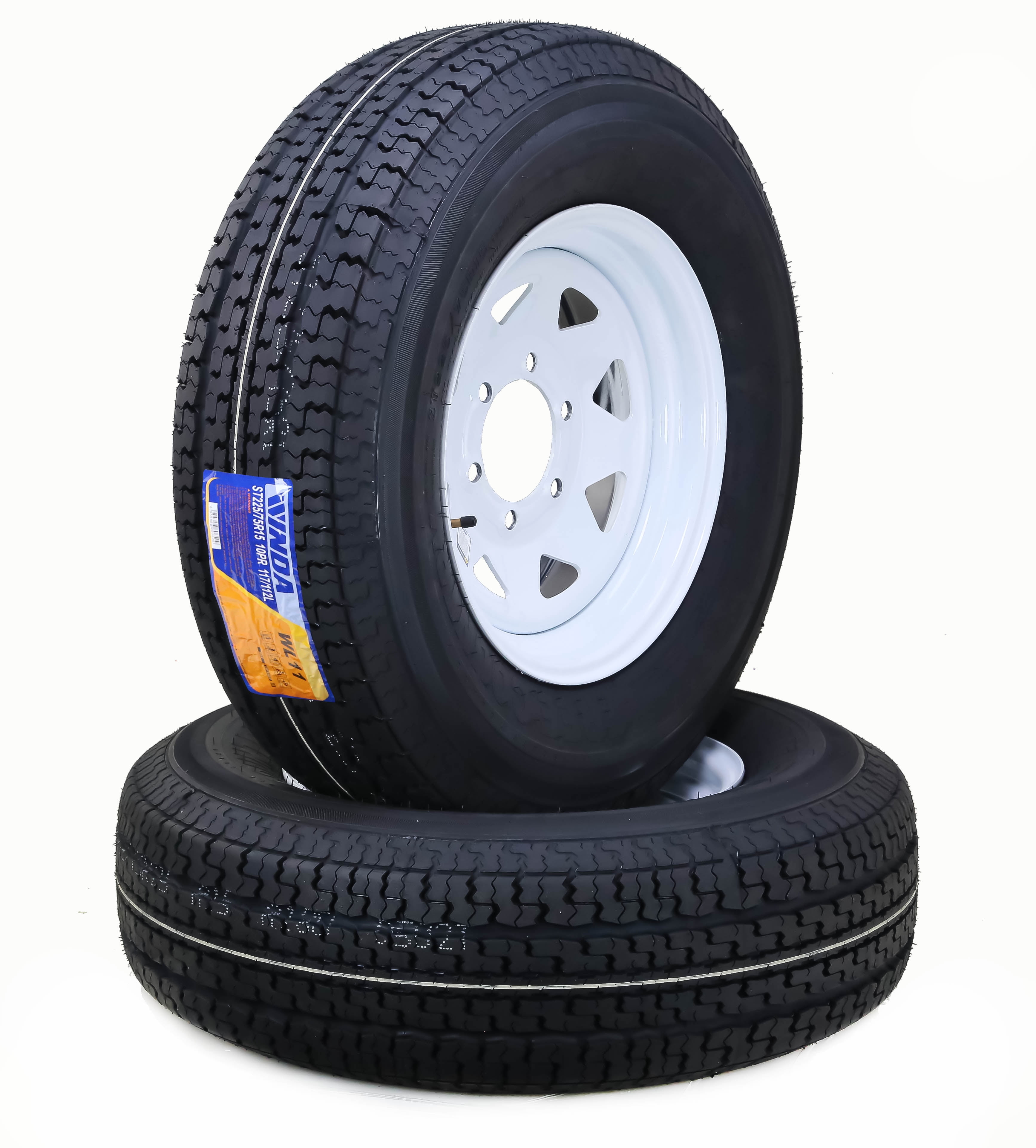 WINDA Trailer Tire Wheel Assembly ST225/75R15 10-Ply E 117L 6 Lug on 5. ...