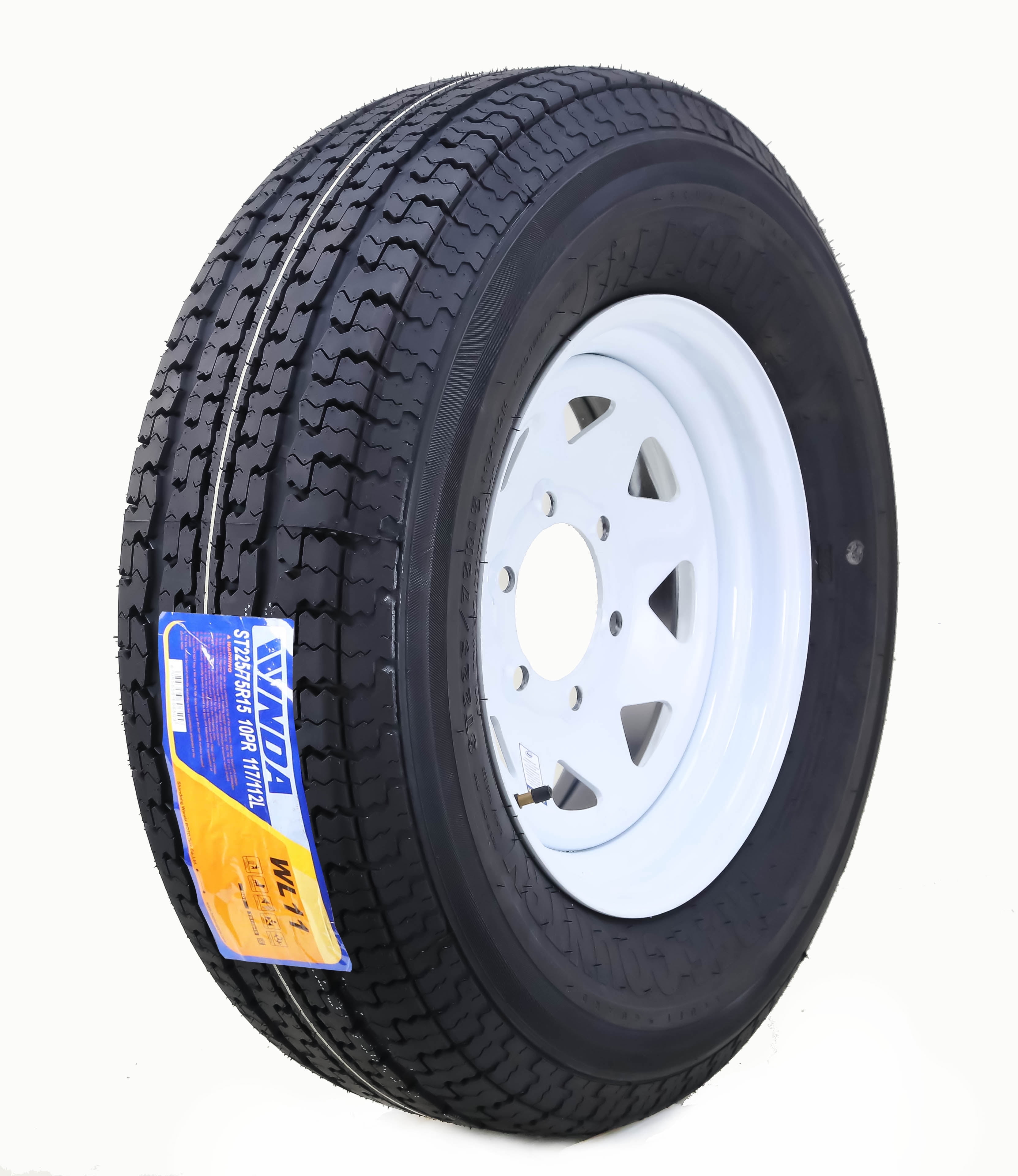 WINDA Trailer Tire Wheel Assembly ST225/75R15 10-Ply E 117L 6 Lug on 5. ...