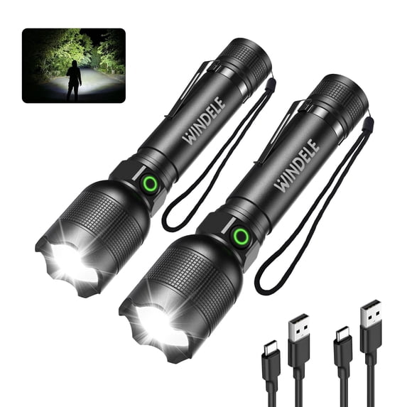 windele Rechargeable LED Flashlights 2 Pack High Lumens Waterproof ...