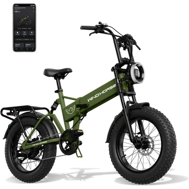 WINDHORSE Smart E Bike for Adults, 48V 13AH Foldable Electric Bike with ...