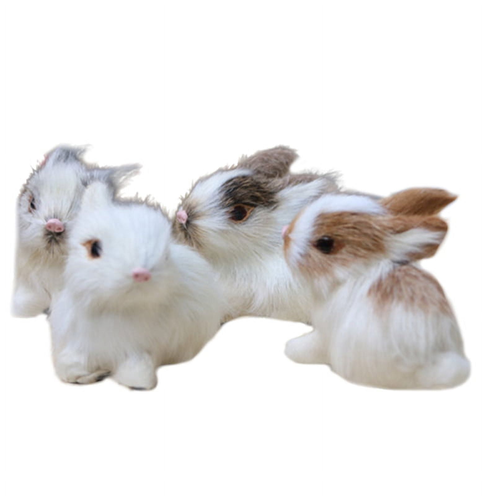 WINDLAND 1/4Pcs Simulation Realistic Rabbit Lifelike Mini Plush Bunny ...