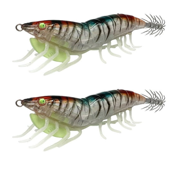 WINDLAND 1 Pair Cuttlefish Hook Lures Shrimp Lures Baits Squid Jig Glow ...