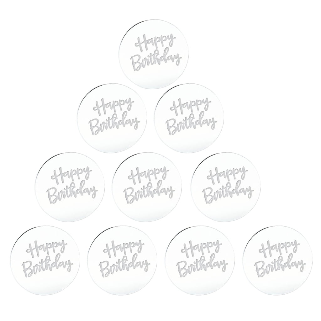 WINDLAND 10 Pcs Round Acrylic Cupcake Toppers Happy Birthday Cake Disc ...