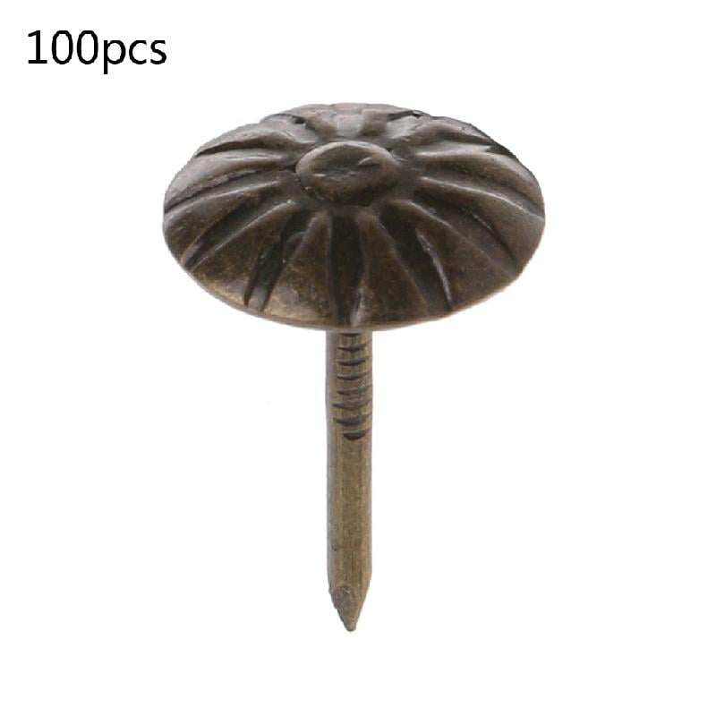 WINDLAND 100 Pieces Round Decorative Tacks Antique Upholstery Nails ...