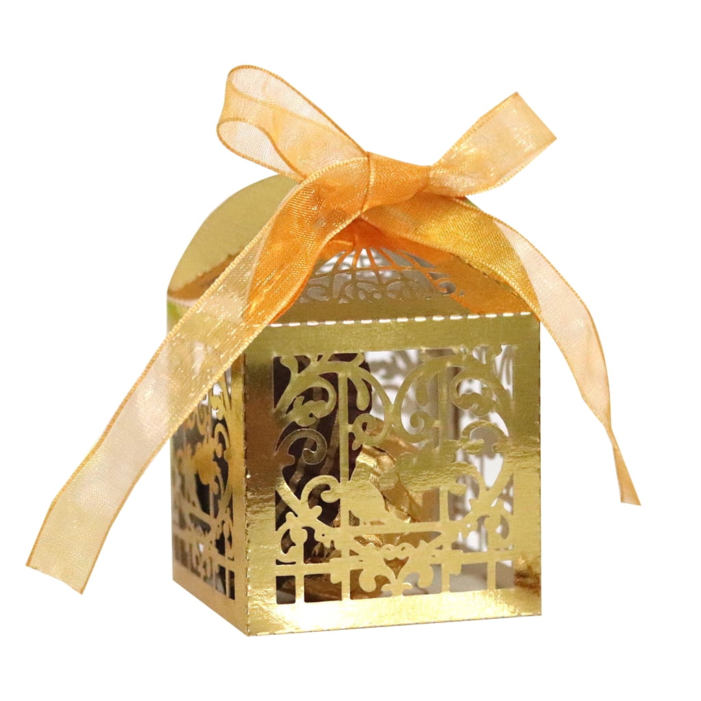 WINDLAND 100pcs Laser Cut Boxes Thank You Gift Boxes Wedding Party ...