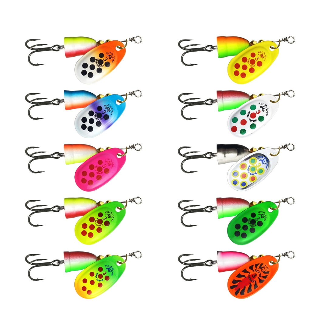 WINDLAND 10Pcs Fishing Lure Spinnerbait Hard Baits Trout Spinner Baits ...