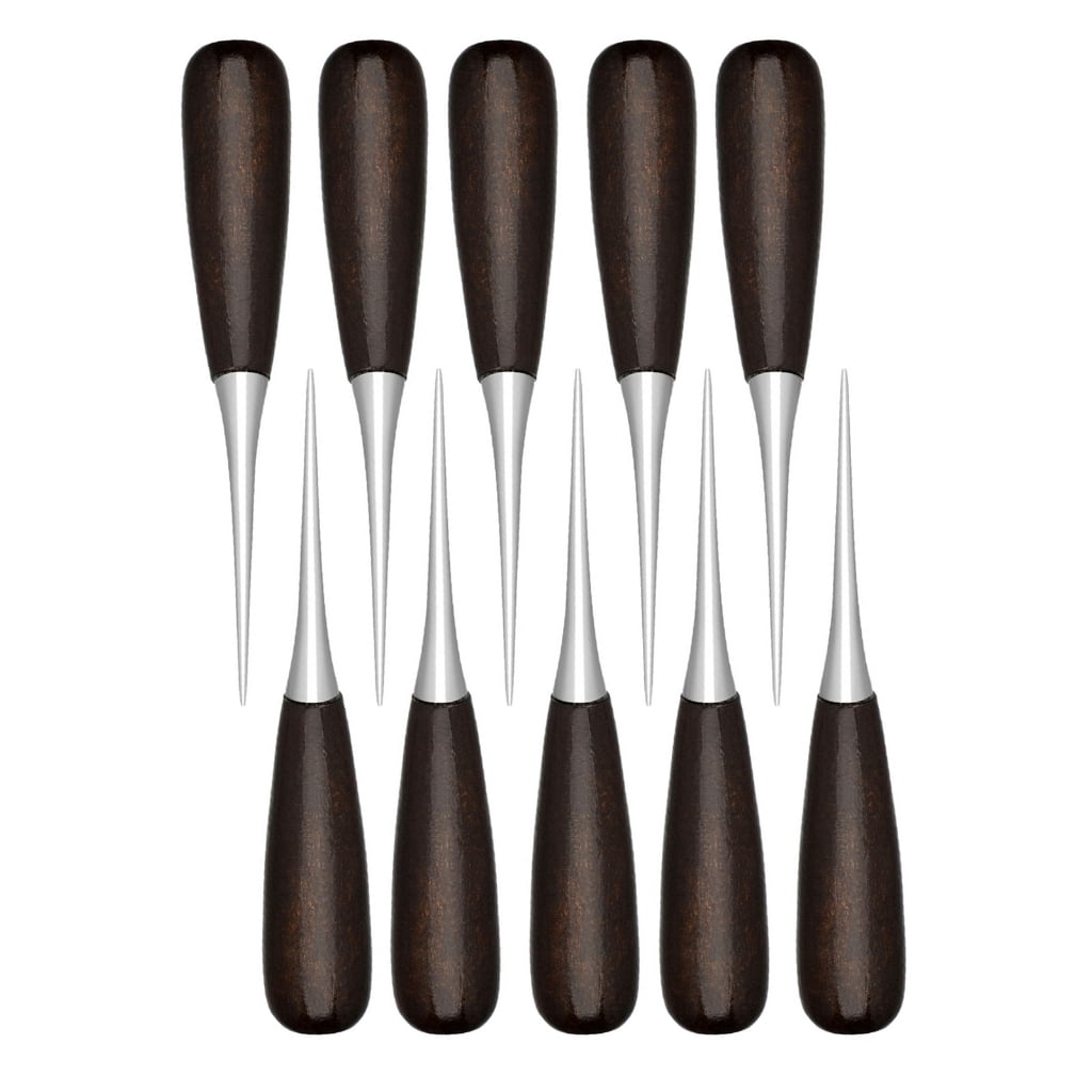 WINDLAND 10Pcs Pointed Tip Awl With Wood Handle Sewing Awl Tool Craft ...