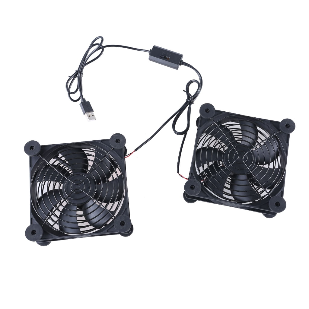 WINDLAND 120mm 5V Double USB Powered PC Router Fans With Speed Controller Airflow Cooling Fan ...