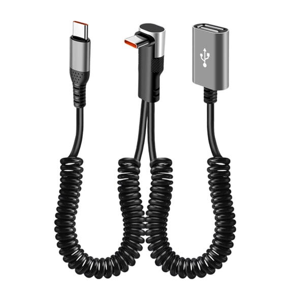 WINDLAND 2 in 1 90 Degree Elbow USB Fast Charging Cable 66W Type C ...