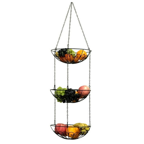 WINDLAND 3-Tier Hanging Fruit Basket Heavy Duty Wire Vegetable Storage ...