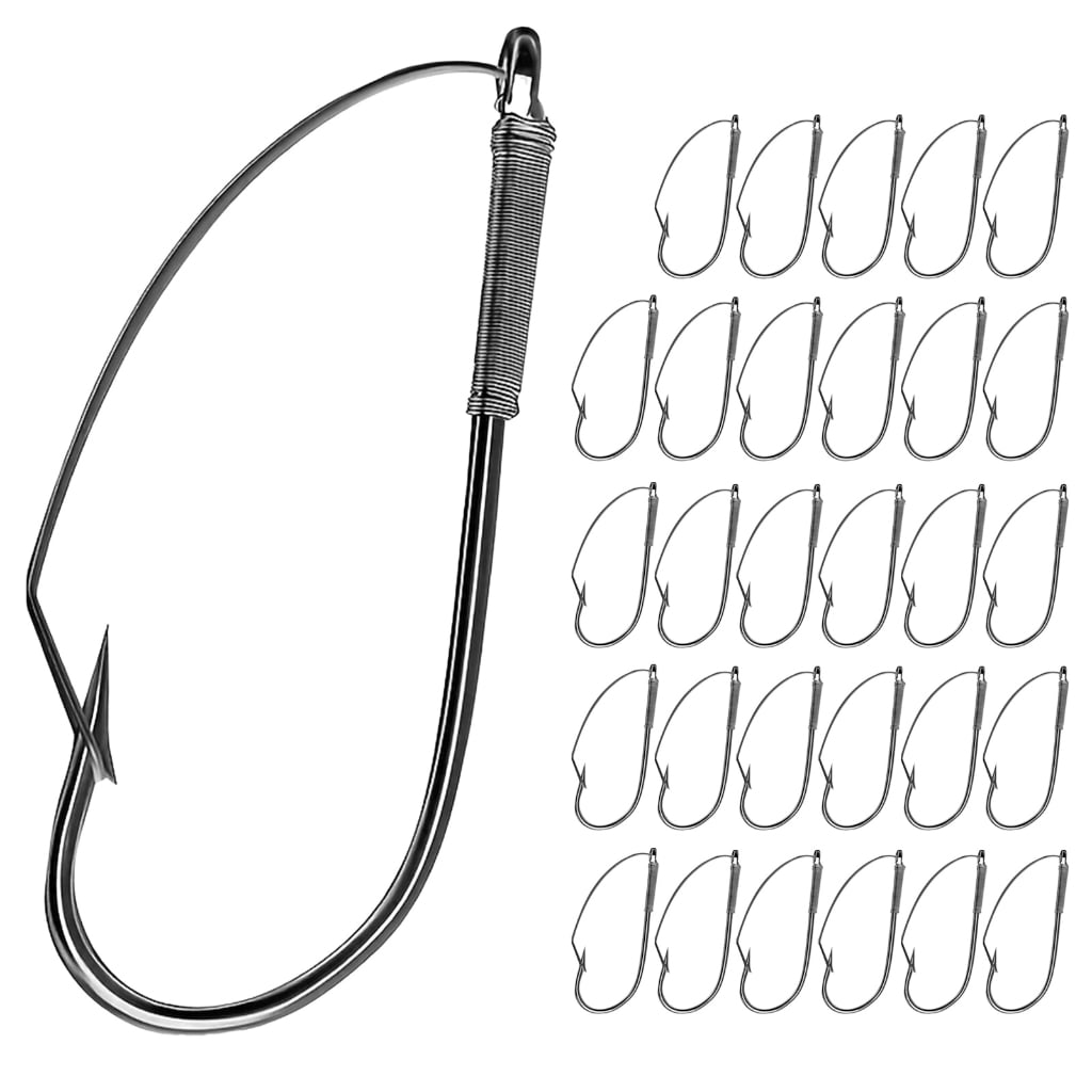 WINDLAND 30Pcs Weedless Fishings Hook Wackys Worm Hook for Wackys ...