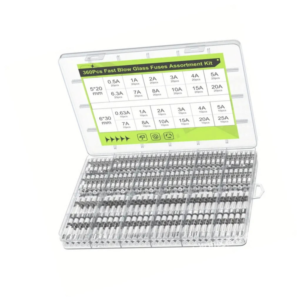 WINDLAND 360pcs Mixed Value Glass Plug Top Fuses 2 Size for Domestic ...