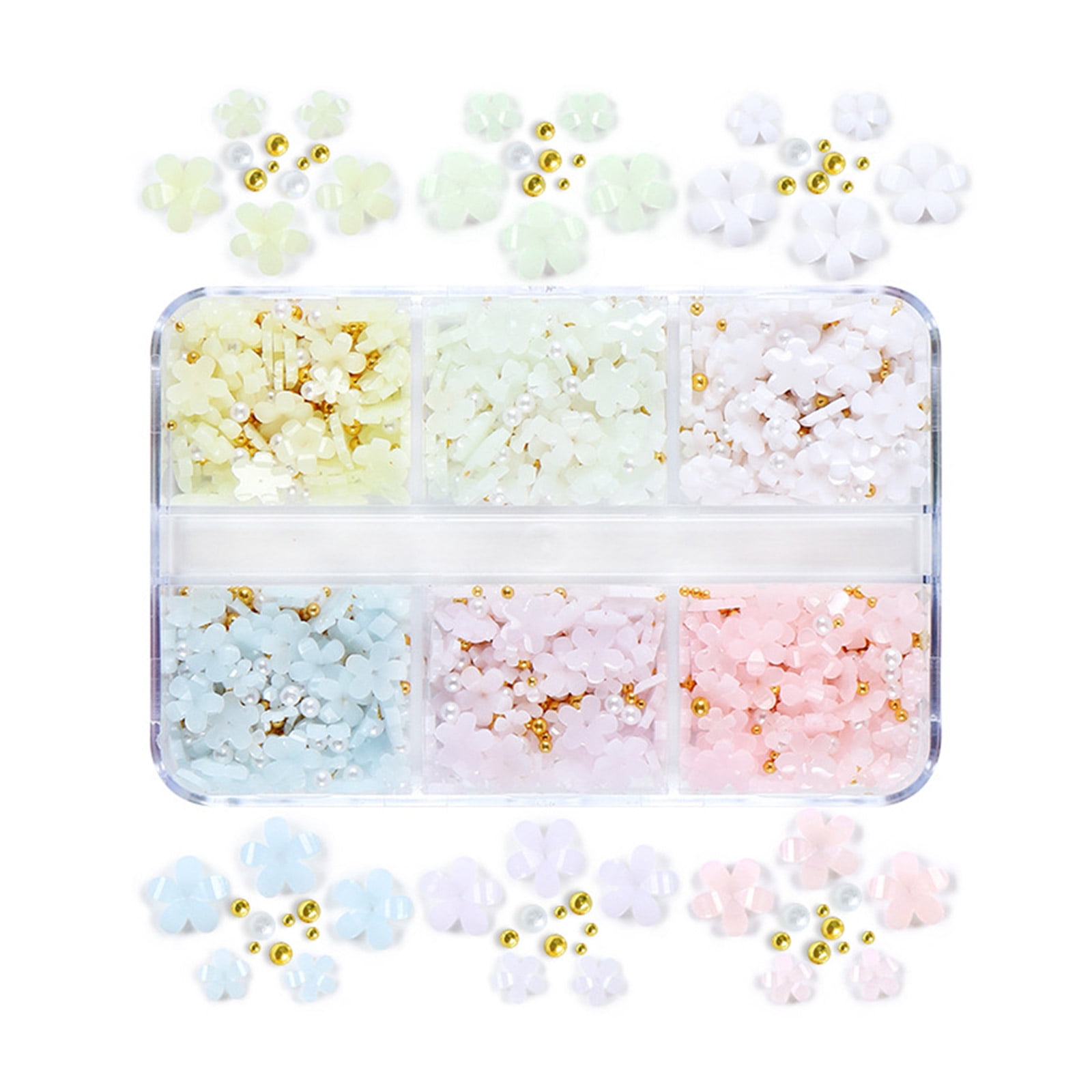 WINDLAND Flower Nail and Metal Caviar Bead for Nail Art Decor DIY Craft ...