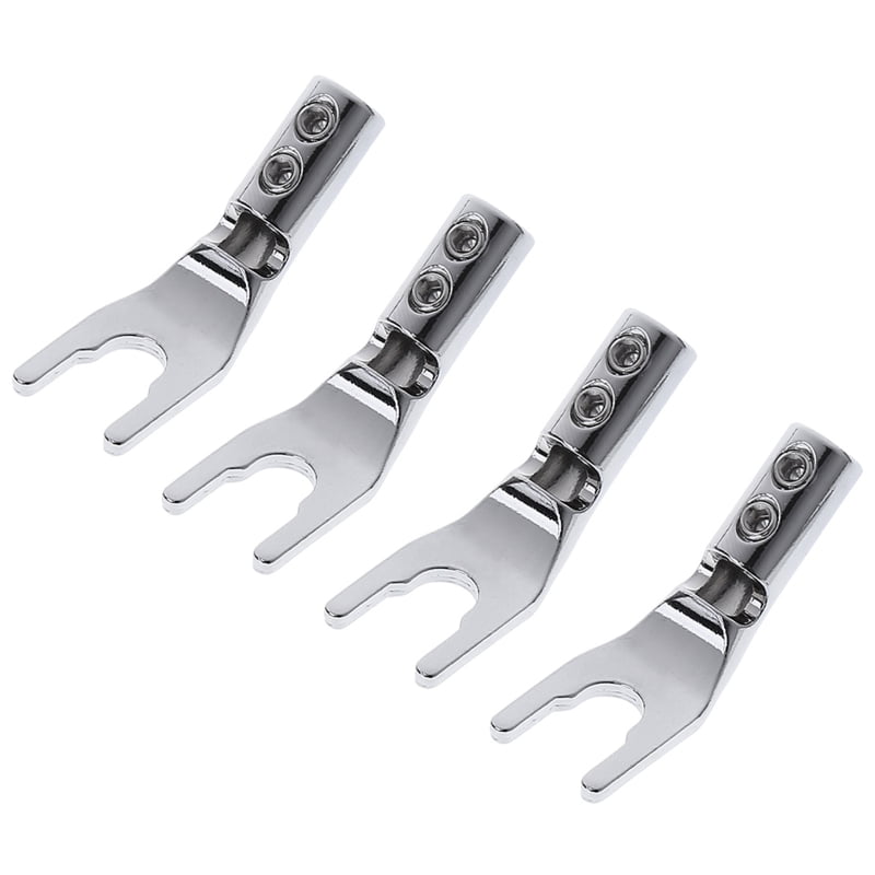 WINDLAND 4Pcs Speaker Spade Connectors Banana Plugs Y" Copper/Rhodium ...