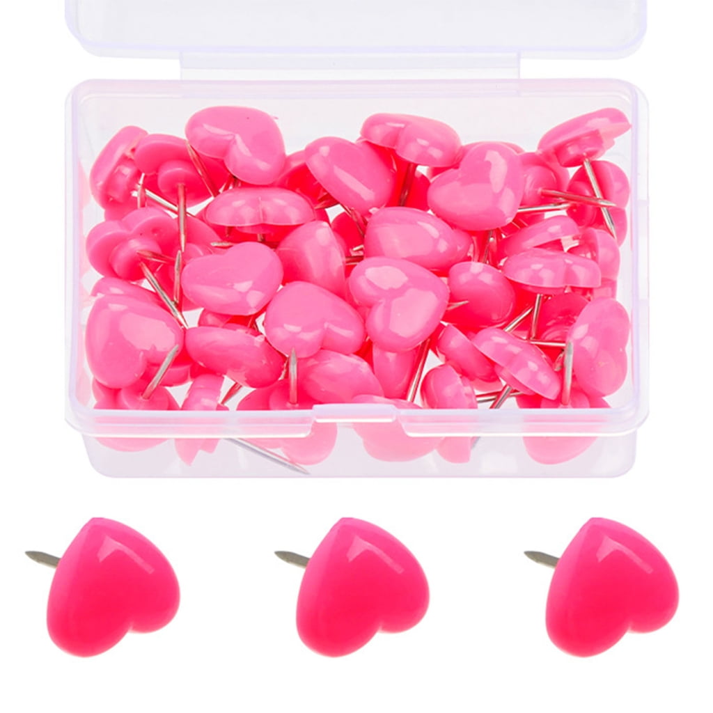 WINDLAND 50/100/150Pcs Heart Push Pins Cork Notice Board Drawing Pins ...
