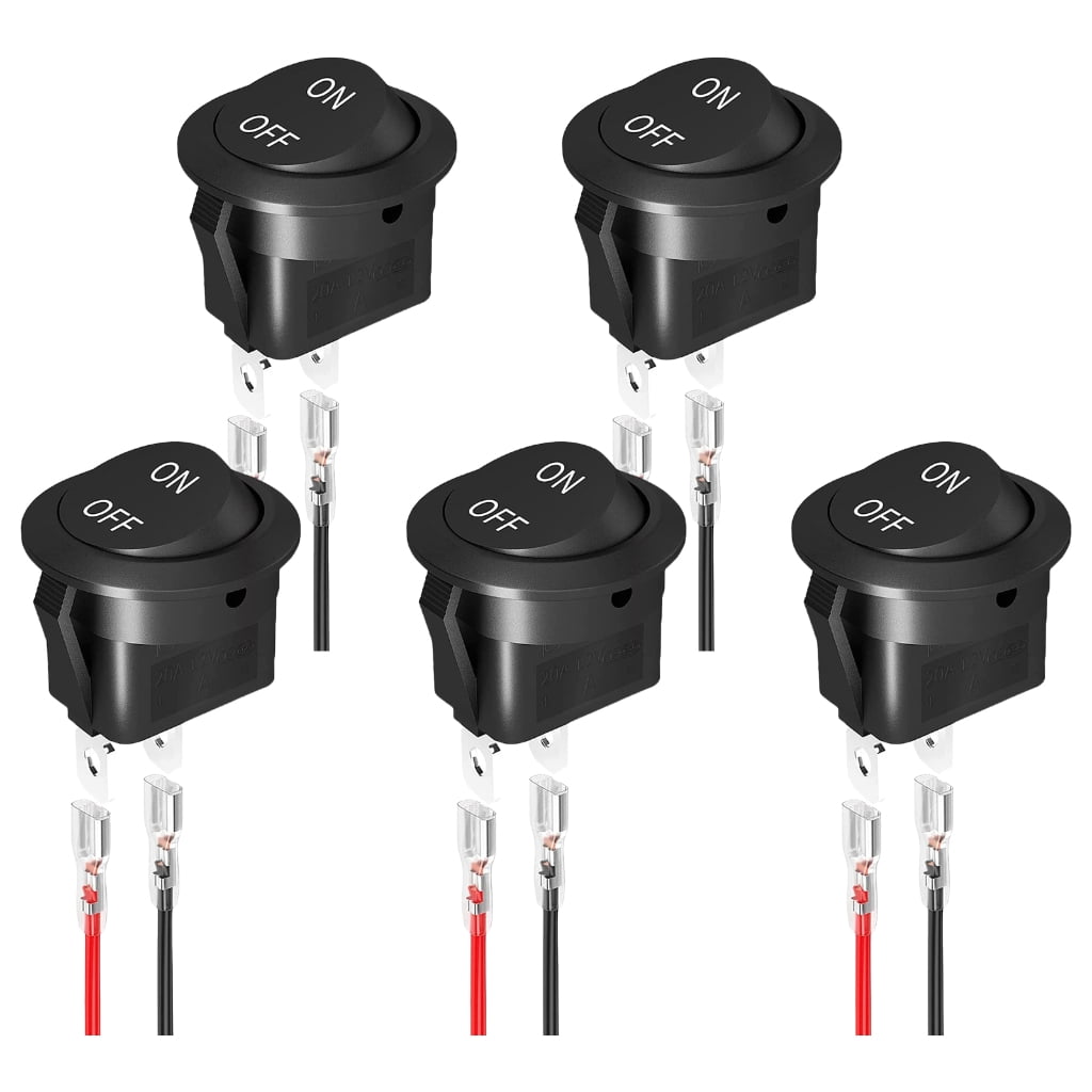 WINDLAND 5pcs Round Rocker Switches with 15CM Wire 2 Position for Toy ...