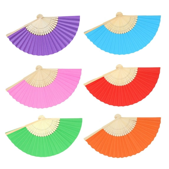 WINDLAND 6Pcs Reusable Thick Paper Fans Cooling Accessories Line Dance ...