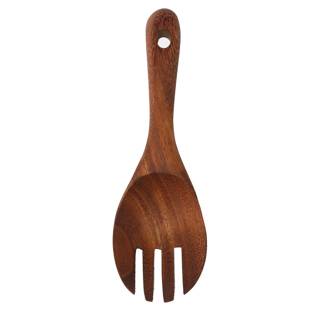 WINDLAND 8.7 Inch Acacia Wooden Salad Servers Rice Spoon Fork with Long ...