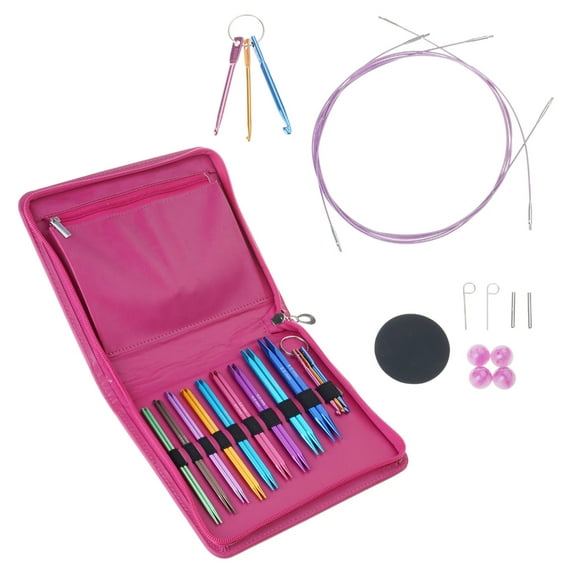 WINDLAND 9Pairs Interchangeable Circular Knitting Needle Crochet Hook ...