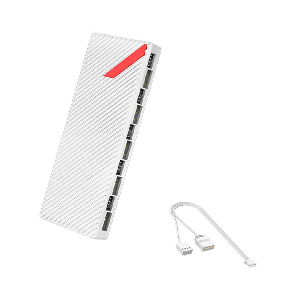 WINDLAND ARGB+ PWM Hub 10 Port Computer Fan Splitter with Power Cable ...