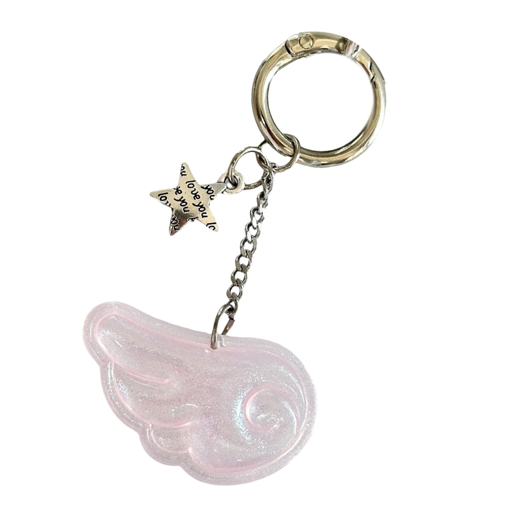 WINDLAND Adorable Star Key Ring Plastic Angel Wing Charm With Star ...
