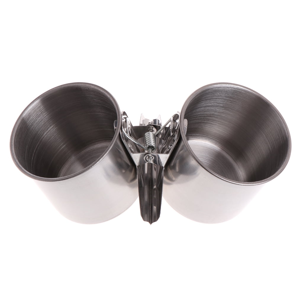 WINDLAND Bird Feeding Cups with Clamp Parrots Stainless Steel Food Dish ...
