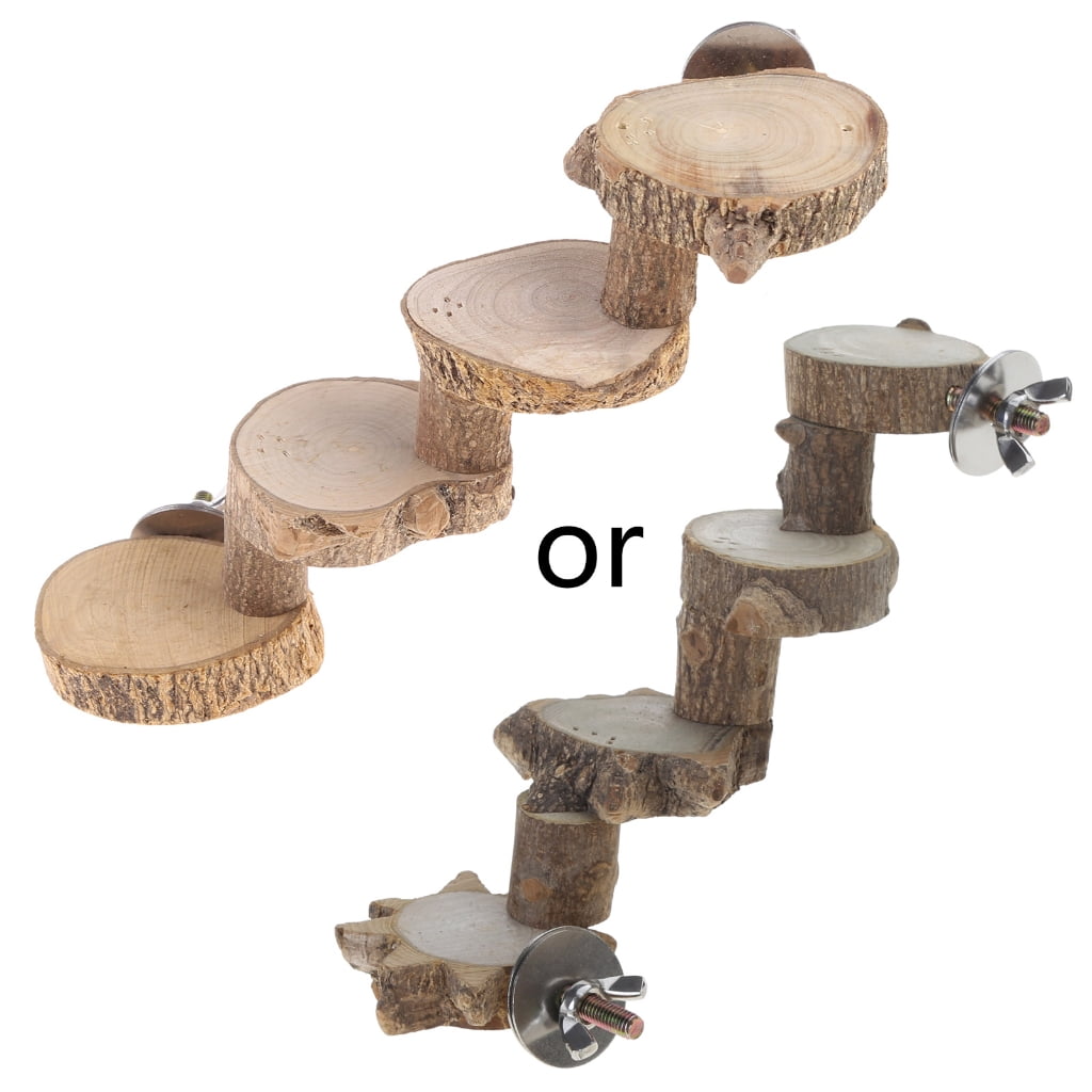 WINDLAND Bird Wooden Perch Platform Natural Wood Training Stand 4 Steps ...