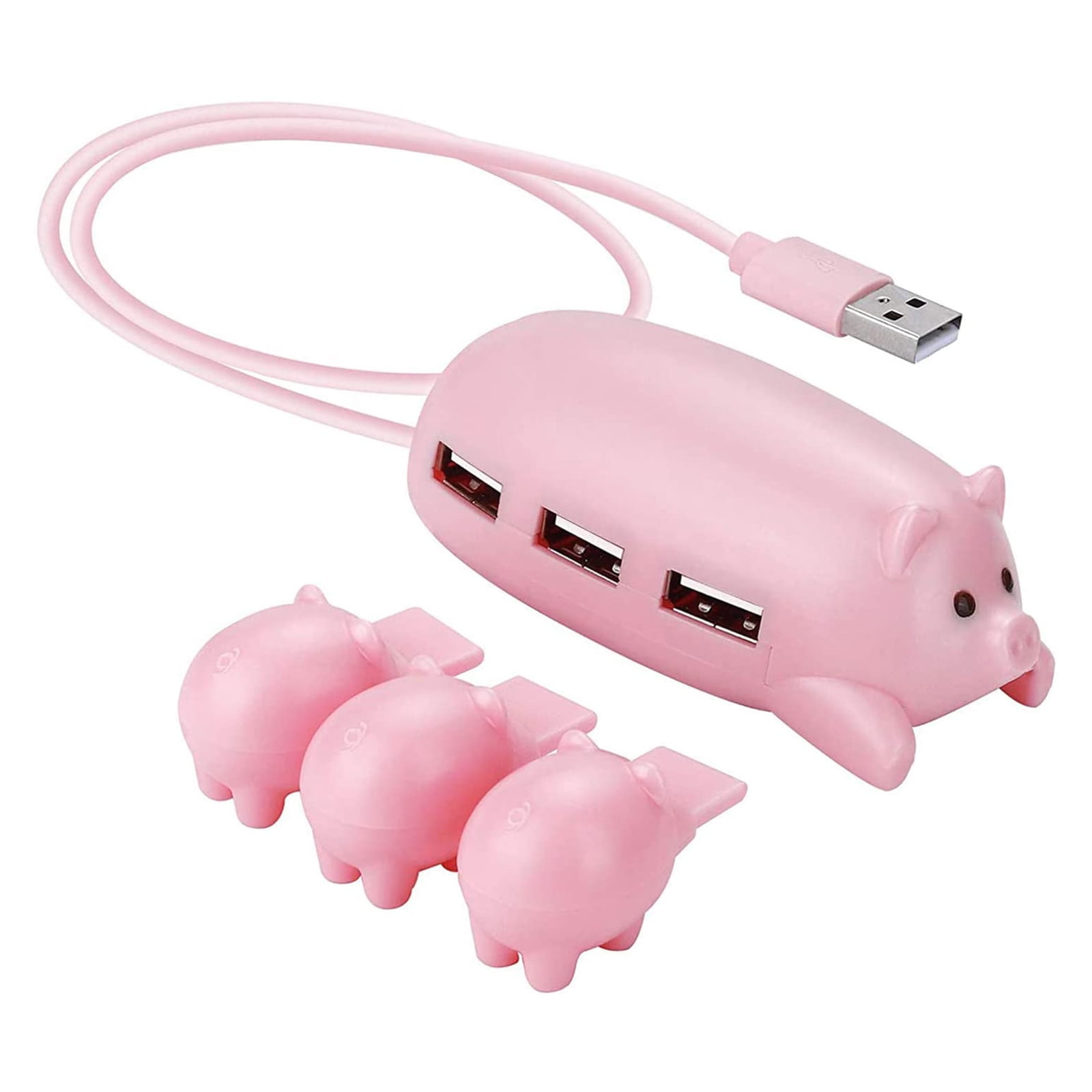 WINDLAND Cartoon Pink Pig 3 Port USB 2.0 Hub Splitter for Laptop USB ...