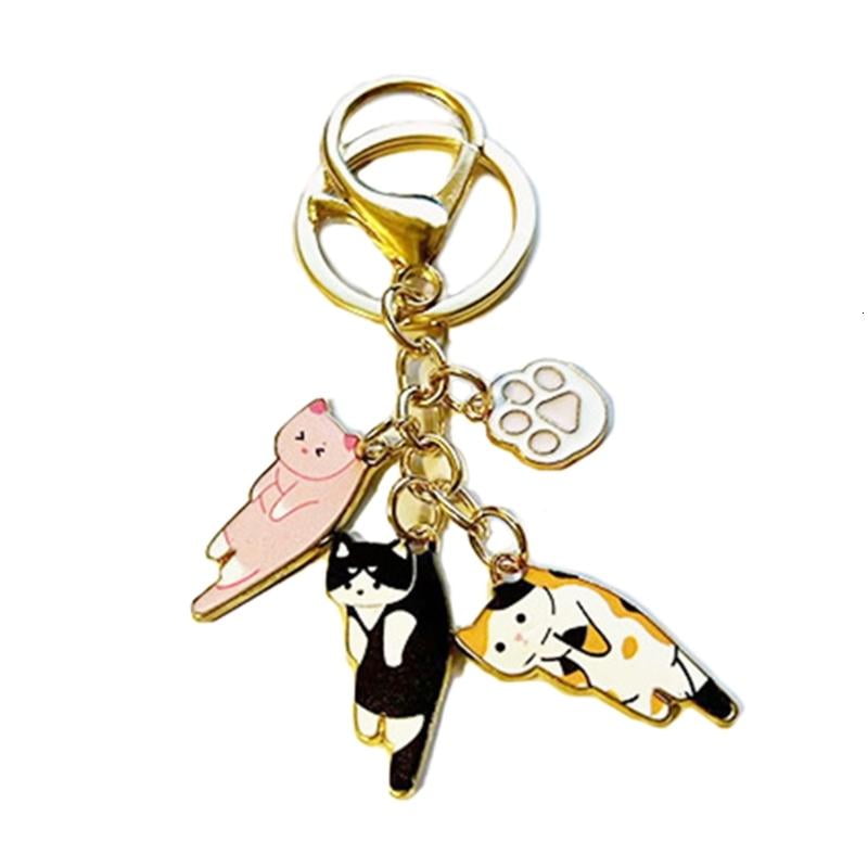 WINDLAND Cat Shaped Keychain DIY Handmade Key Jewelry Animal Footprint ...