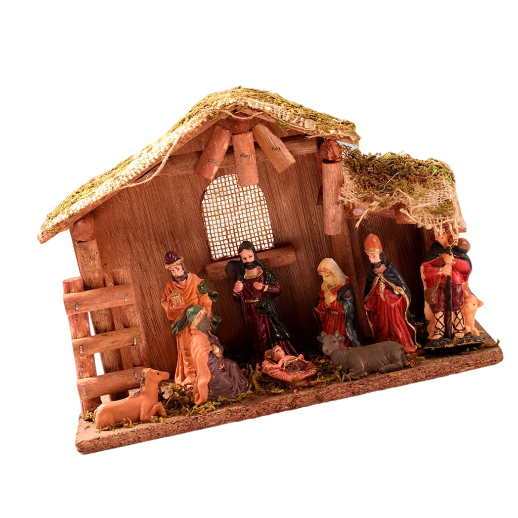 WINDLAND Christmas Nativity Figurines Resin Manger Holy Family Nativity ...