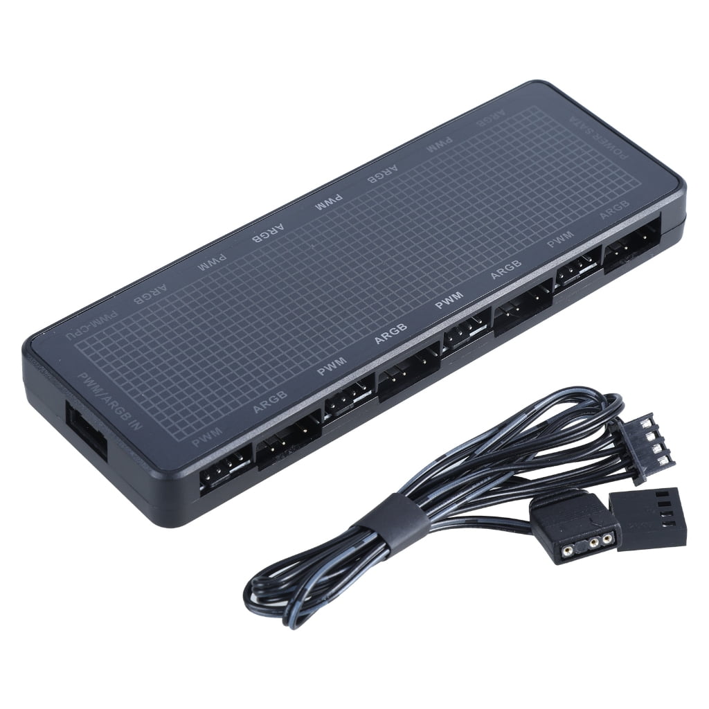 WINDLAND Computer Fan Hub Splitter for 8 ARGB PWM Fans with Remote ...
