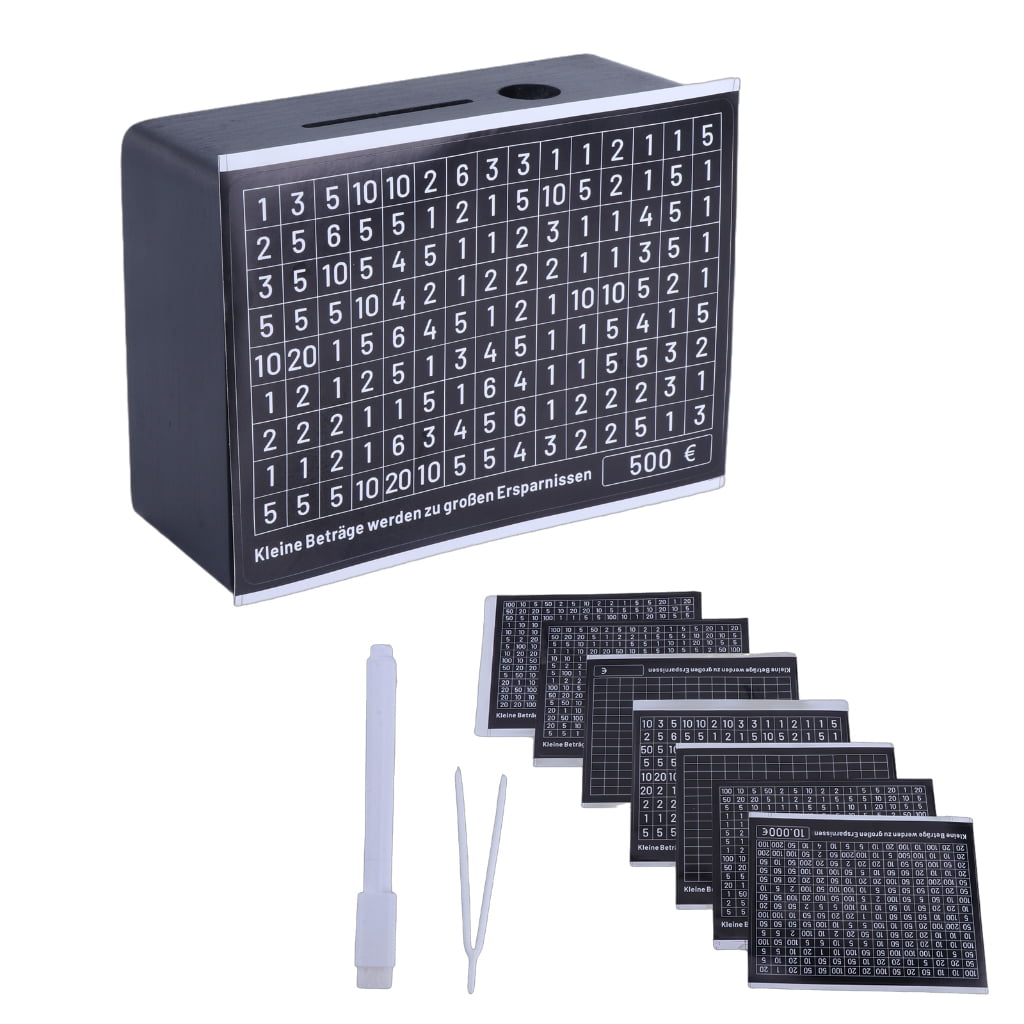 WINDLAND Convenient Cash Container Wood Money Box with Number Stickers ...