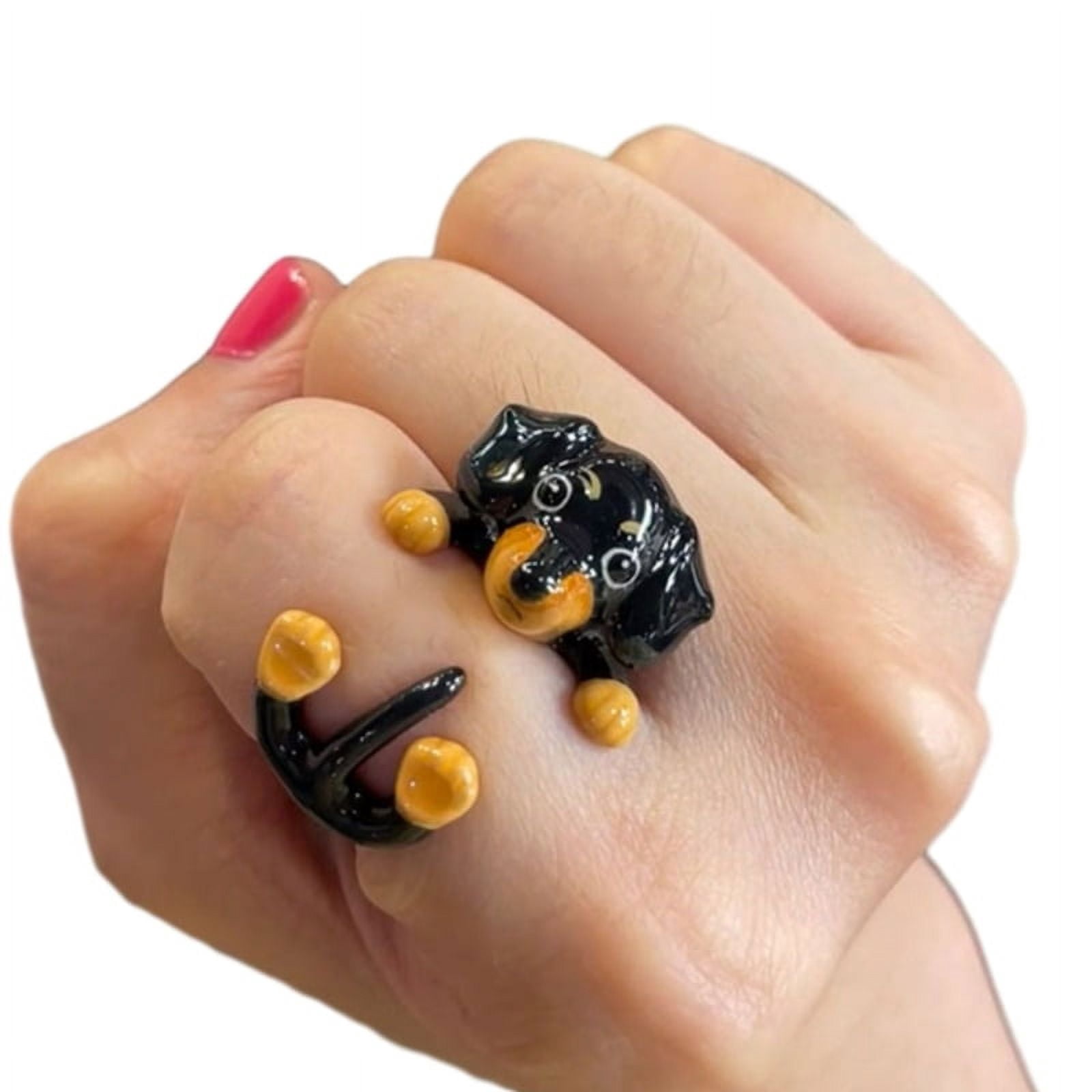 WINDLAND Cute Dog Elephant Adjustable Rings Unique Cartoon Animals Open ...