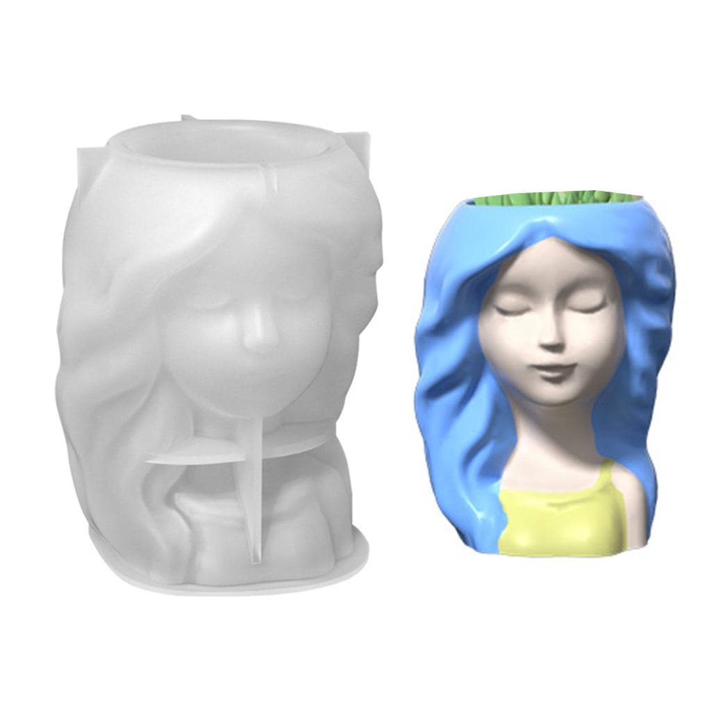 WINDLAND Cute Girls Pen Holder Pot Silicone Mold Succulent Planter Mold ...