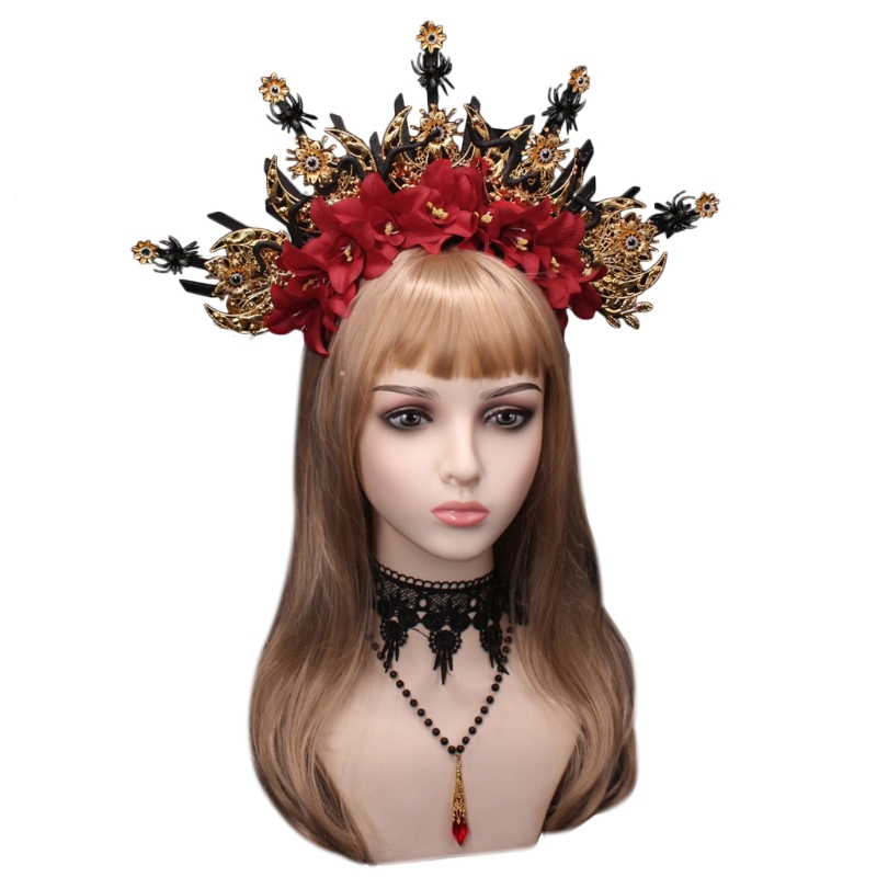 WINDLAND DIY Hair Hoop Baroque Vintage Crown Hairband Flower Spiked ...