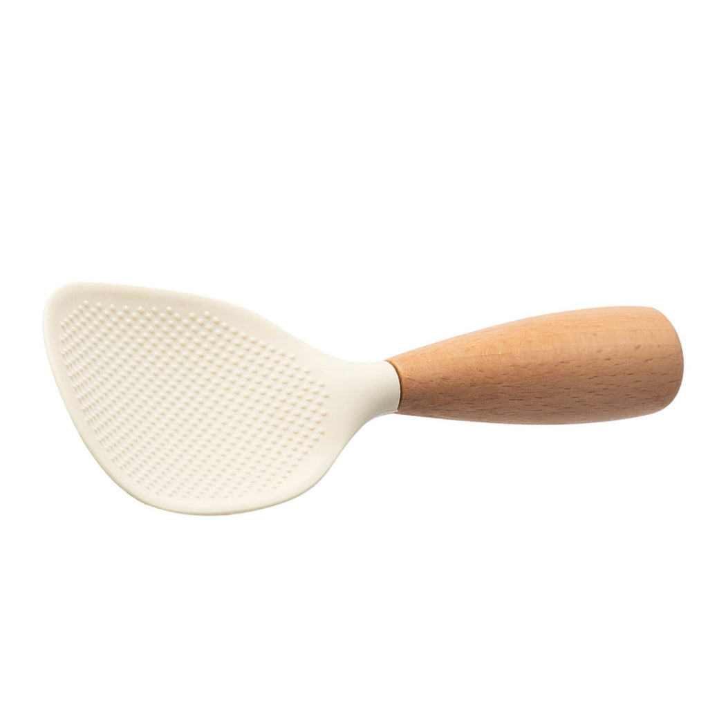 WINDLAND Ergonomic Silicone Spoon with Wood Handle Non-stick Rice ...